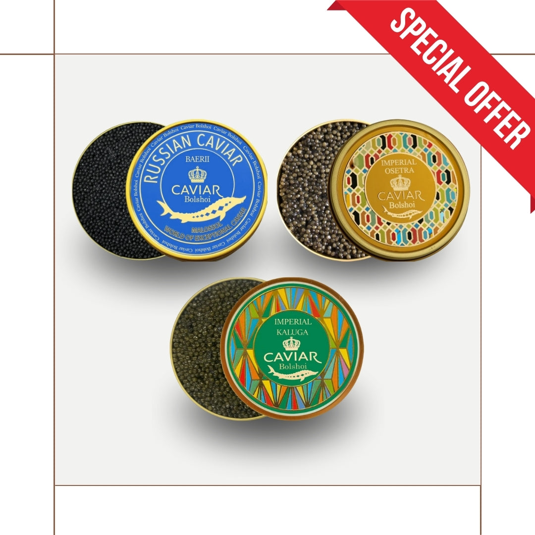 Caviar Pack (Baerii Malossol, Imperial Osetra e Imperial Kaluga ...